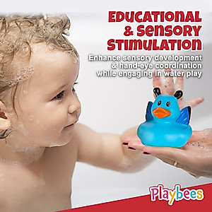 Playbees Assortment Rubber Duck Toy Duckies for Kids - 50 Pack - Sensory Play, Stress Relief, Stocking Stuffers, Bath Birthday Gifts Baby Showers Classroom Incentives, Summer Beach and Pool Activity