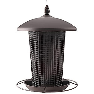 Bird Feeder Tall for Outside Hanging, Bird Seed for Outside Wild Bird Feeders for Garden Yard Outdoor Decoration, 2 Column Design for Different Approaching, Brown