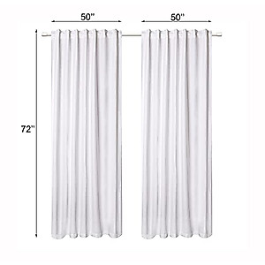 Hausattire White Cotton Window Curtains 50x72 Inches - Set of 2, Reverse Tab Top Curtain Panels in Cotton Slub Duck Fabric for Kitchen, Living Room, Bedroom, Farmhouse Drapes