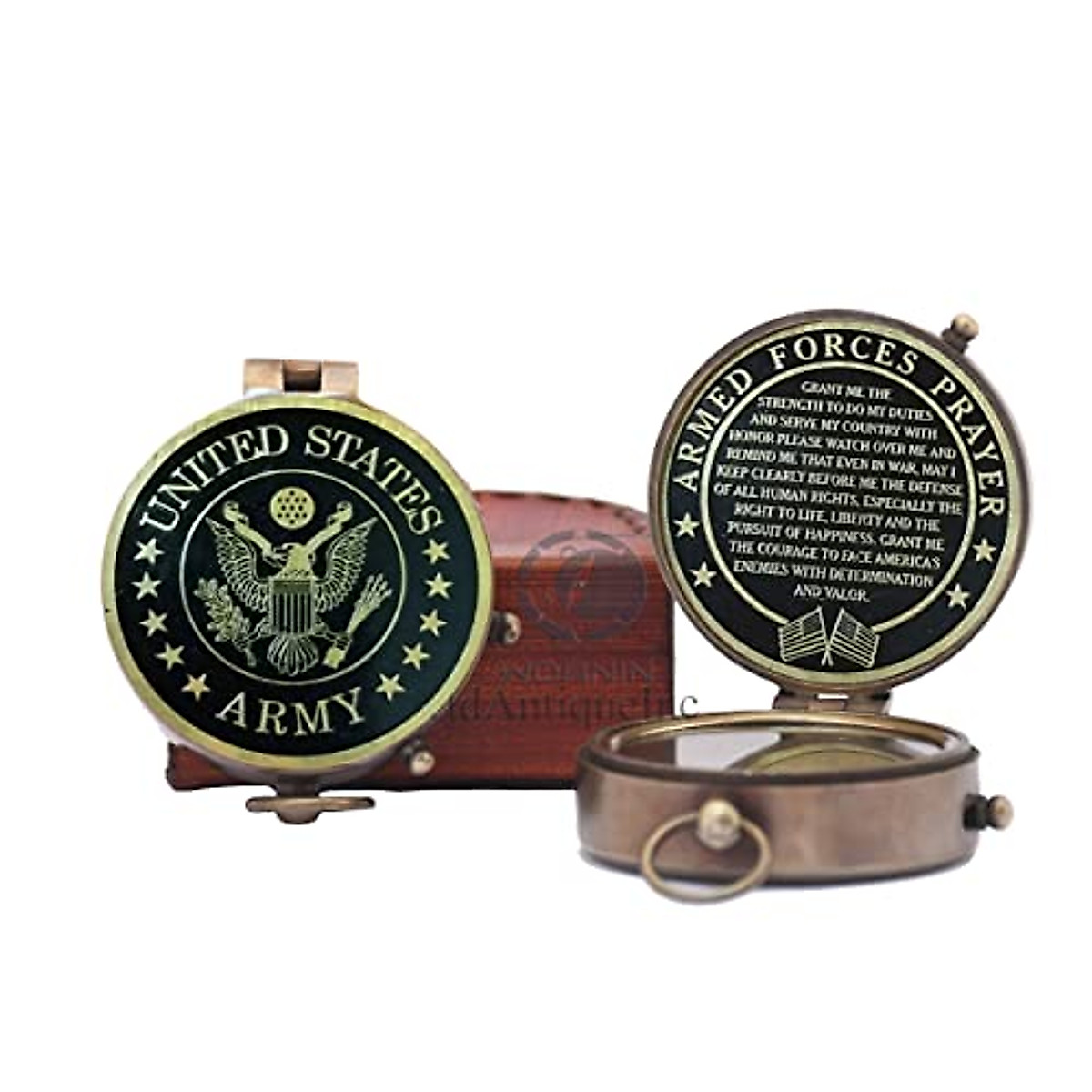 WOANIN U.S Army Gift, U.S Air Force, Engraved Navy Compass, Navy Gift, Navy Brass Compass, Retirement Gift, Personalized Compass, Antique Compass (U.S Army)
