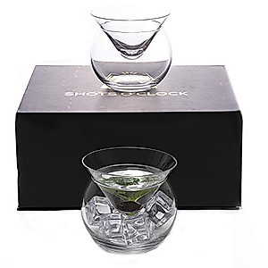 LEMONSODA Stemless Martini Glasses with Chiller Set of 2 - Elegant Cocktail Glass Set with Server Bowl - Beautiful Bar Martini Gift Set for Margarita, Manhattan Cocktails | SC2025