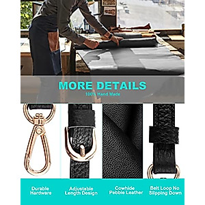 Purse Strap Purse Straps Replacement Crossbody Replacement Straps for Handbags Gold Hardware Genuine Leather(Black)