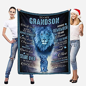 Custom Blanket to My Grandson from Grandma & Grandpa,Always Remember You are Braver Than You Think Personalized Gift Bed Throw Blanket for Grandson 60 x 80 Inches