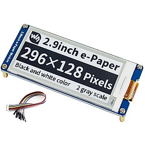 2.9inch E-Ink Display Module 296x128 Pixel White,Black Two-Color 3.3V/5V E-Paper Screen LCD Support Partial Refresh SPI Interface for Raspberry/Jetson Nano/Ard/Nucleo