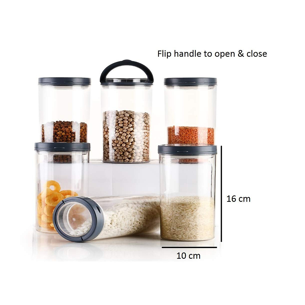 MACHAK Plastic Vaccume Smart Airtight Kitchen Storage Container Set, 900ml (Grey, Set of 10)