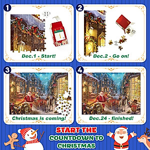 Jigsaw Puzzle Advent Calendar 2024 for Kids and Adults- 1008 Pieces Puzzle 24 Days Christmas Countdown Calendar - Family Game Christmas Gifts for Kids Adults - Polar Christmas Eve(27.56 x 19.68 Inch)