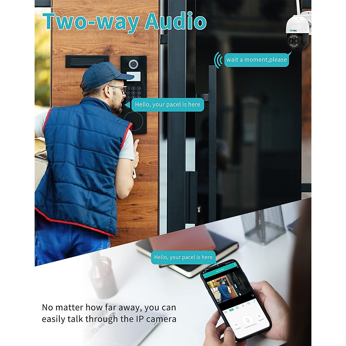 SOVMIKU 4MP 8X Optical/Digital Zoom Wireless Outdoor Security Cameras,Auto Tracking,360° PTZ WiFi Camera,Human Detection,2-Way Audio,24/7 Record,Alexa