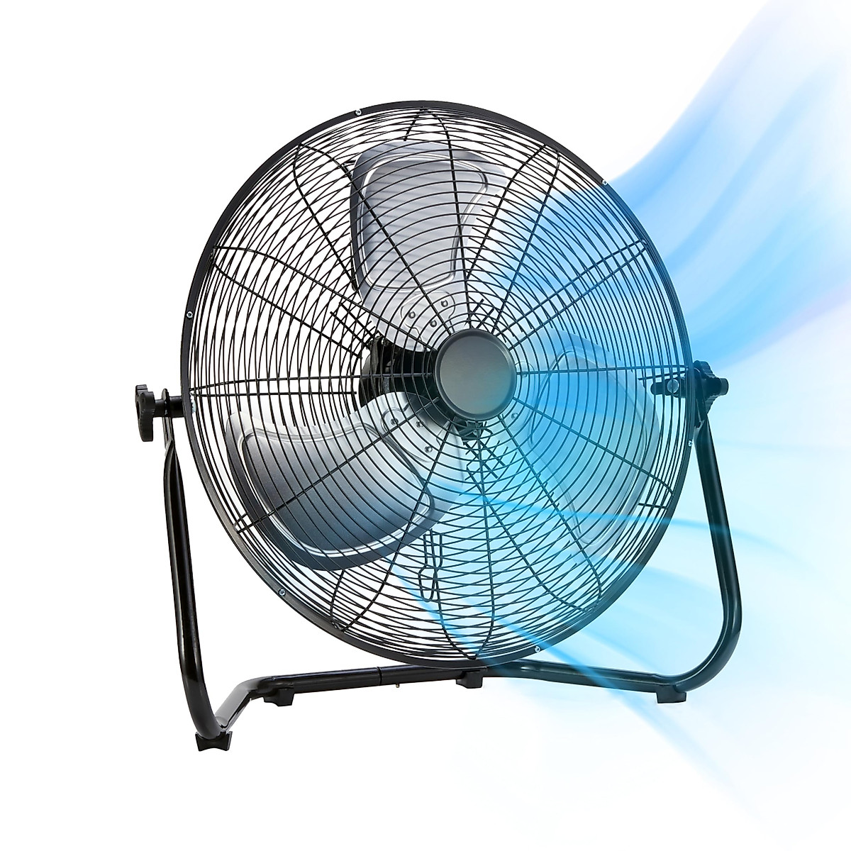 Amazon Basics 18-Inch High-Velocity Industrial Fan with 3 Speeds, Durable Metal Construction and Aluminum Blades, Ideal for Industrial & Commercial Spaces, 100 Watts, Black, 8.27"D x 21.85"W x 21.5"H