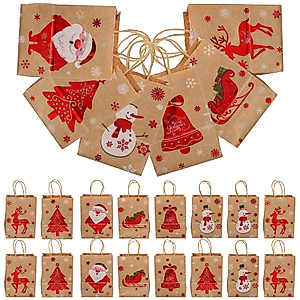 LUOZZY 24pcs Christmas Wrapping Bags Gift Storage Pouches Handheld Packing Pouches Krafts Paper Gifts Bags for Xmas
