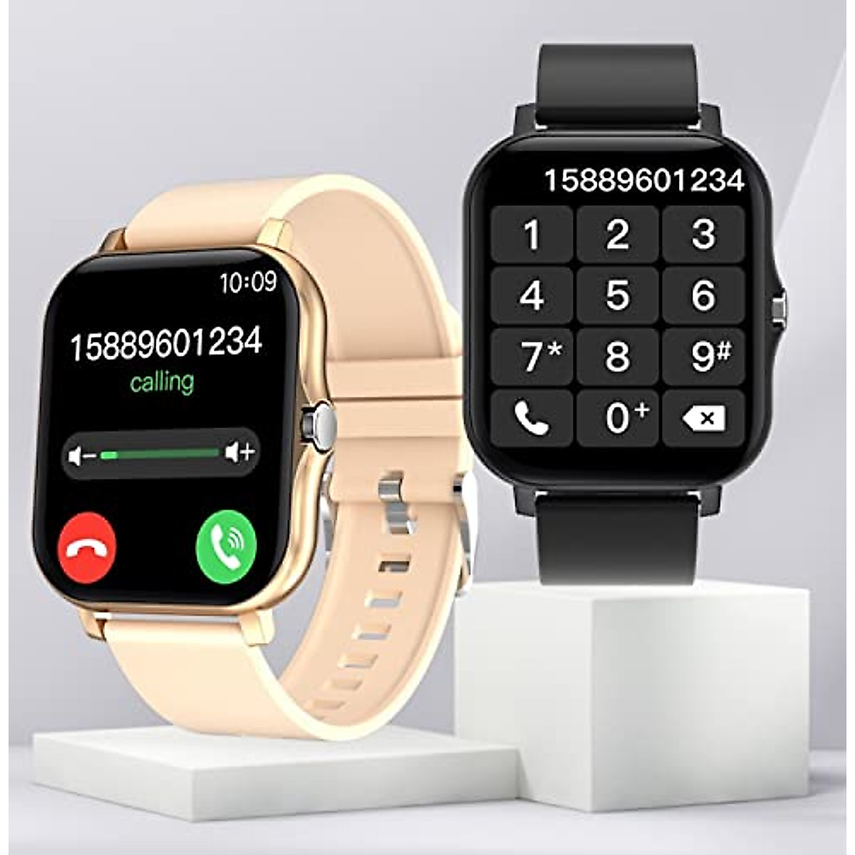 Fitness Tracker Smart Watch for Android iOS Phones,Smart-Watches Fit Watch for Man Women，Sleep Heart Rate Blood Oxygen Weather Breath Training IP68 Waterproof 8 Sports 1.69Inch (Rose Gold)