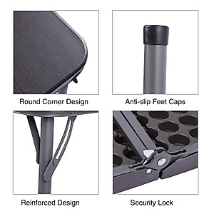 REDCAMP 34" Square Folding Card Table with Resin Top, Portable Fold in Half Small Card Tables with Collapsible Legs for Adults Indoor Outdoor Use, Brown