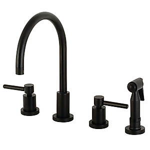 Kingston Brass KS8720DLBS Concord Widespread Kitchen Faucet, Matte Black