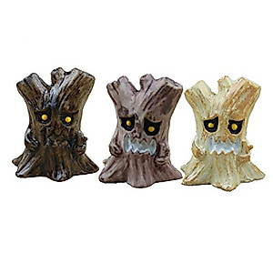 3pcs Halloween Miniature Micro Landscape Moss Succulent Potted Ornaments Bonsai Fairy Garden Landscape DIY Decor Desktop Ornaments (Grey + Yellow + Purple)