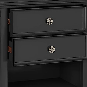 SIMPLIHOME Amherst SOLID WOOD 24 Inch Wide Traditional Bedside Nightstand Table in Black, For the Living Room and Bedroom