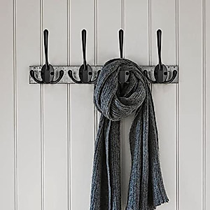 YOUYIDUN 6 Pcs Three Prongs Coat Hooks, Heavy Duty Wall Mounted Clothes Hooks, Black Retro Metal Towel Robe Hooks with Screws for Hanging Coat, Scarf, Bag, Towel, Key, Cap, Hats, Robes Hooks