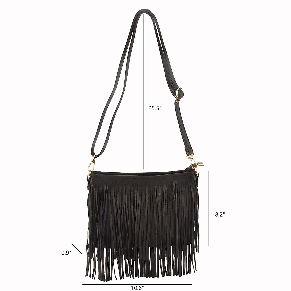 Jiaruo Fashion Retro Fringe Design Small Women PU Leather Crossbody Bag Handbag And Purses (Black)
