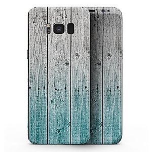 Design Skinz Design Skinz Trendy Teal to White Aged Wood Planks Full-Body Wrap Decal Skin-Kit for The Galaxy S8