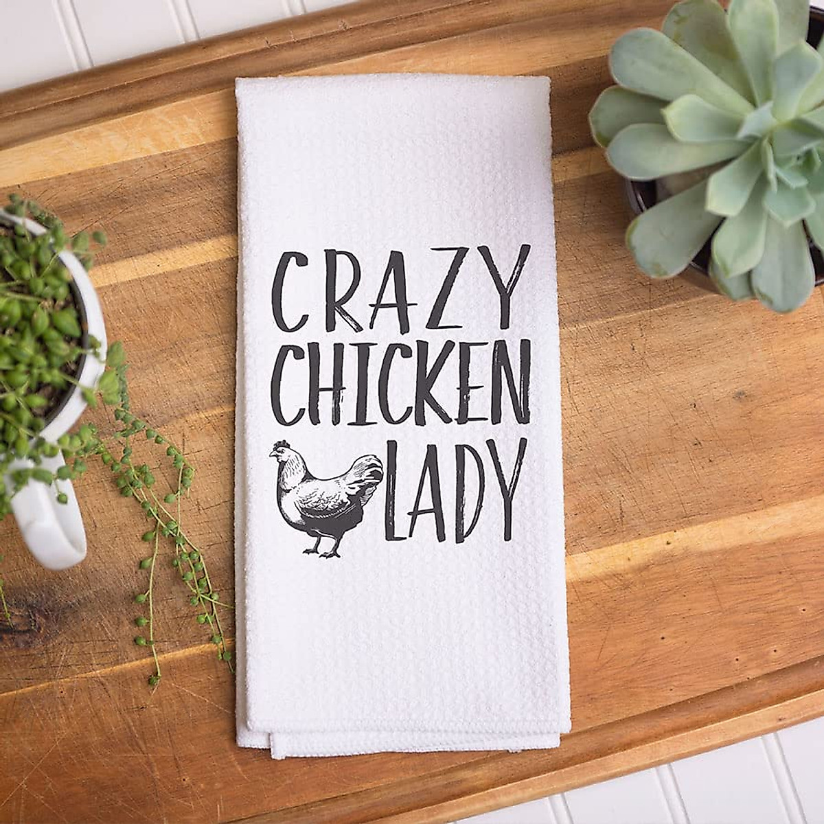 CANARY ROAD Crazy Chicken Lady Towel, Chicken Mom, Chicken Gift, Chicken Lady, Chicken Farmer Gift, Backyard Farmer Gift, Kitchen Towel