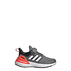 adidas Rapidasport Bounce Running Elastic Lace Sneaker, Grey/White/Grey, 2.5 US Unisex Little Kid