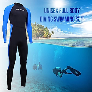 Full Body Dive Wetsuit Sports Skins Rash Guard for Men Women, UV Protection Long Sleeve One Piece Swimwear for Snorkeling Surfing Scuba Diving Swimming Kayaking Sailing Canoeing (L)