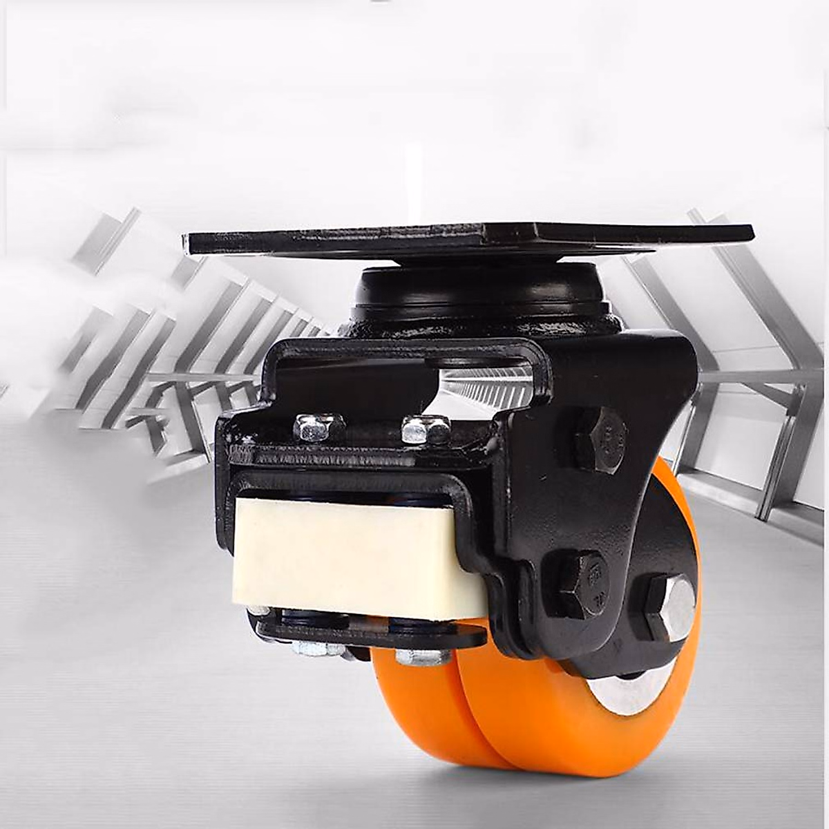 Chair Castors,Swivel Caster Wheels,Yellow Swivel Gate Wheel Polyurethane Plate Caster Fence Hardware,Heavy Duty Double Wheel,Scalable Double Spring Loaded,Secondary Shock Absorption,Plane Bearing,for