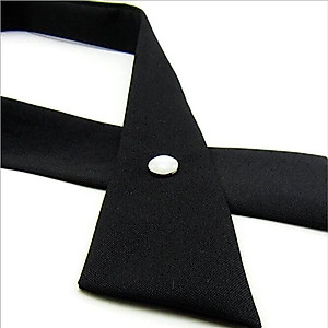 Tie for Men Women Adjustable Criss-Cross Bowtie School Uniform Pre Tied Bows for Girls Neck Tie Accessories PTK03 (Black New)