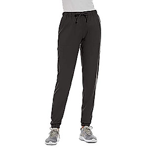 Scrubs for Women Set 7 Pocket 4-Way Stretch Mock Wrap and Jogger Pant Elements EL9905 (Pewter, Large)
