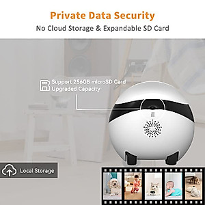 Enabot Ebo SE Movable Smart Pet Dog Camera Robot, Wireless Auto-Cruise Self-charging 1080P HD w/Night Vision 2-Way Audio APP Remote Control Motion Detection IP Cam Home Camera 2.4G/5G Wifi