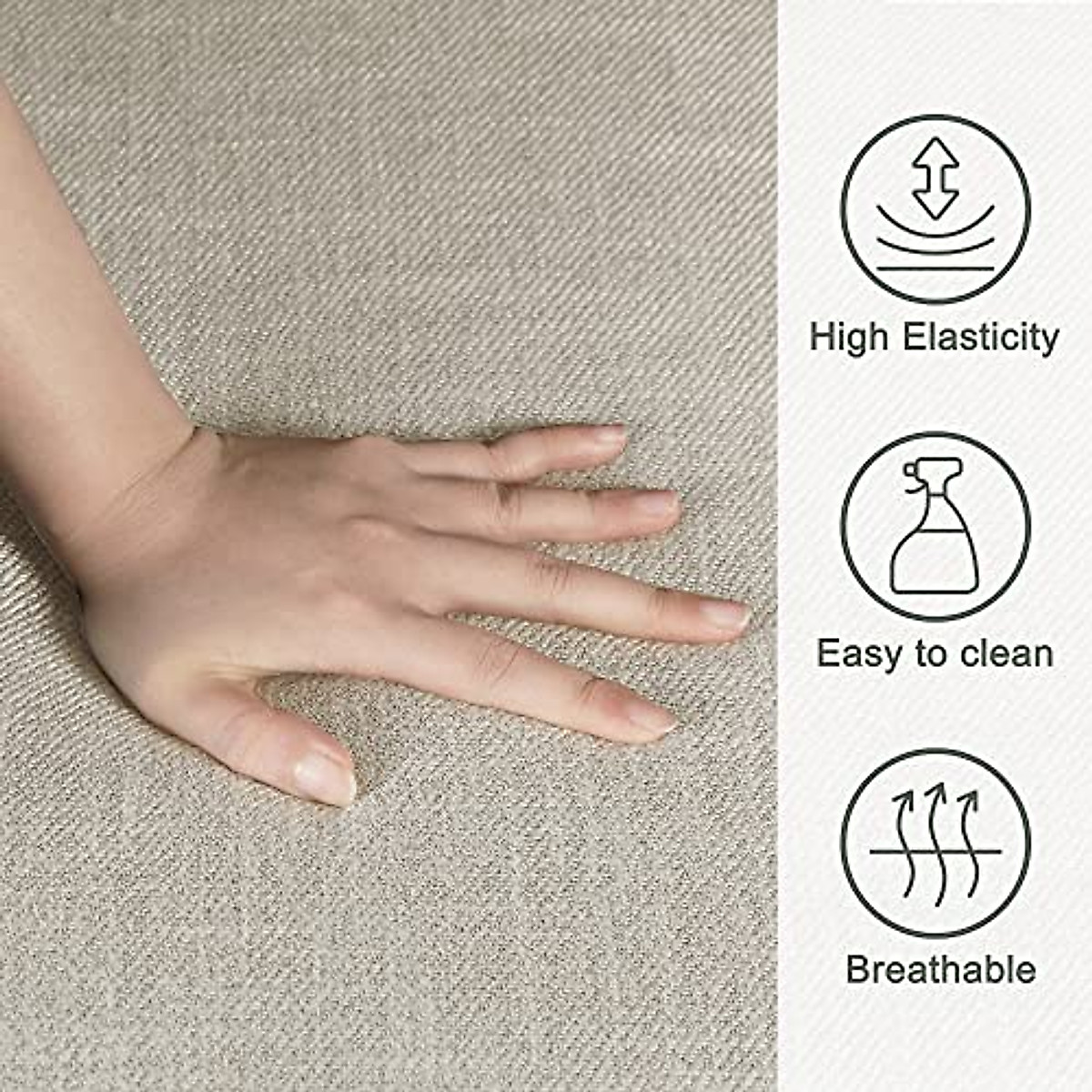 LINLUX 55''W Upholstered Modern Loveseat Sofa Couch for Living Room, Fabric Small Love Seat w/ 2 Pillows and Iron Legs, 2 Seat Small Couches for Small Spaces, Bedroom, Apartment, Office, Light Beige