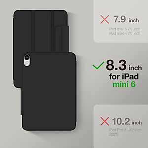 SURPHY Slim Magnetic Case for iPad Mini 6 Case (8.3" 2021), Strong Magnetic Smart Cover (with Microfiber Lining and Magnetic Flap) for iPad Mini 6 6nd Generation (Light Gray)