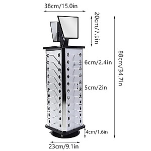 ONEPOINTPOINT Glasses Display Stand 360° Rotating 44 Pairs of Sunglasses Eyewear Holder Display Rack with Mirror (Square)