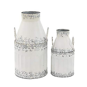 Deco 79 Metal Decorative Jars, Set of 2 11"W, 20"H, White
