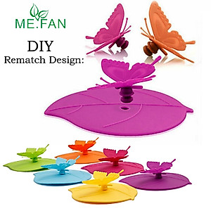 Silicone Cup Lids - Creative Butterfly Mug Cover From ME.FAN - Anti-dust Airtight Seal Silicone Drink Cup Lids - Hot Cup Lids 6 Set In Bright Colors