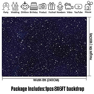 HQM 8x6FT Soft Fabric/Polyester Backdrop Night Sky Star Universe Space Starry Photo Background Boy or Girl Birthday Party Decor Banner