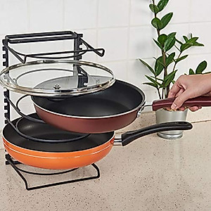 XJJZS Metal Pan Pot Lid Organizer Adjustable Dish Rack Drainer Cutting Board Holder Cookware Stand Holder for Cabinet Storage
