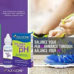 Alkaline Water Drops with Ph Test Strips Bundle - Alkazone Antioxidant Alkaline Mineral Drops Make Your Own Alkaline Water Raise Ph | Includes 50 Ph Test Strips for Water to Test Alkalinity