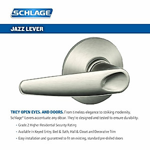 SCHLAGE F40JAZ619 Jazz Privacy Lever, Satin Nickel