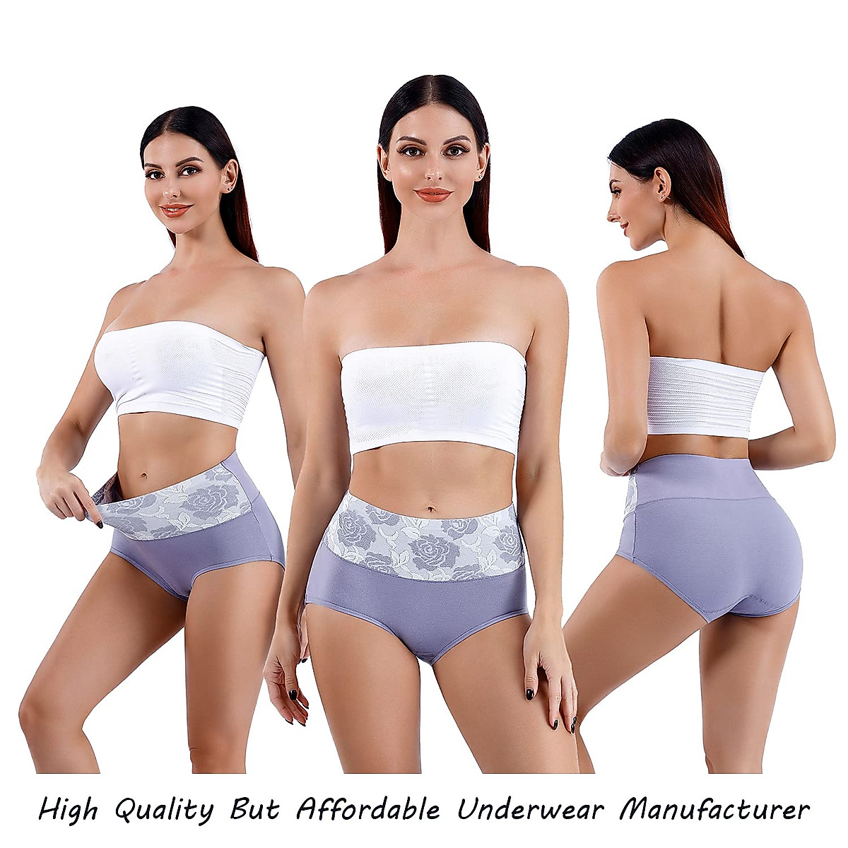 Honzadar Womens High Waist Underwear,Tummy Control briefs,Postpartum Panties,Full Coverage(5Pack-XXL)