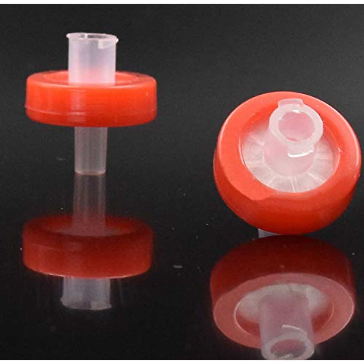 100 Count Syringe Filter, PTFE Hydrofilic Membrane 13mm Diameter 0.22um Pore Size, Syringe Lab Filters, Non Sterile Filtration (Red)