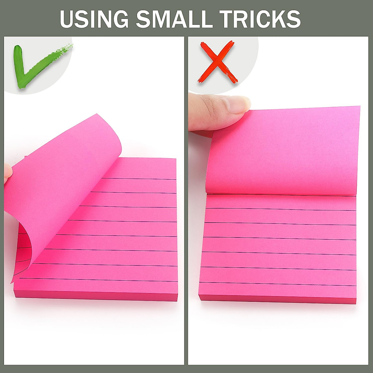 Sticky Notes with Lines Lined Sticky Notes 3x3 Bright Multi Colors 6 Pads 100 Sheet/Pad