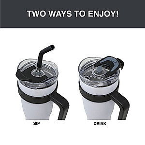 HYDRAFLOW Capri - 40oz Tumbler with Straw and Handle - Triple Wall Vacuum Insulated Tumbler - Insulated Smoothie Cup - Stainless Steel Tumbler - Reusable Tumbler with Lid - Sand