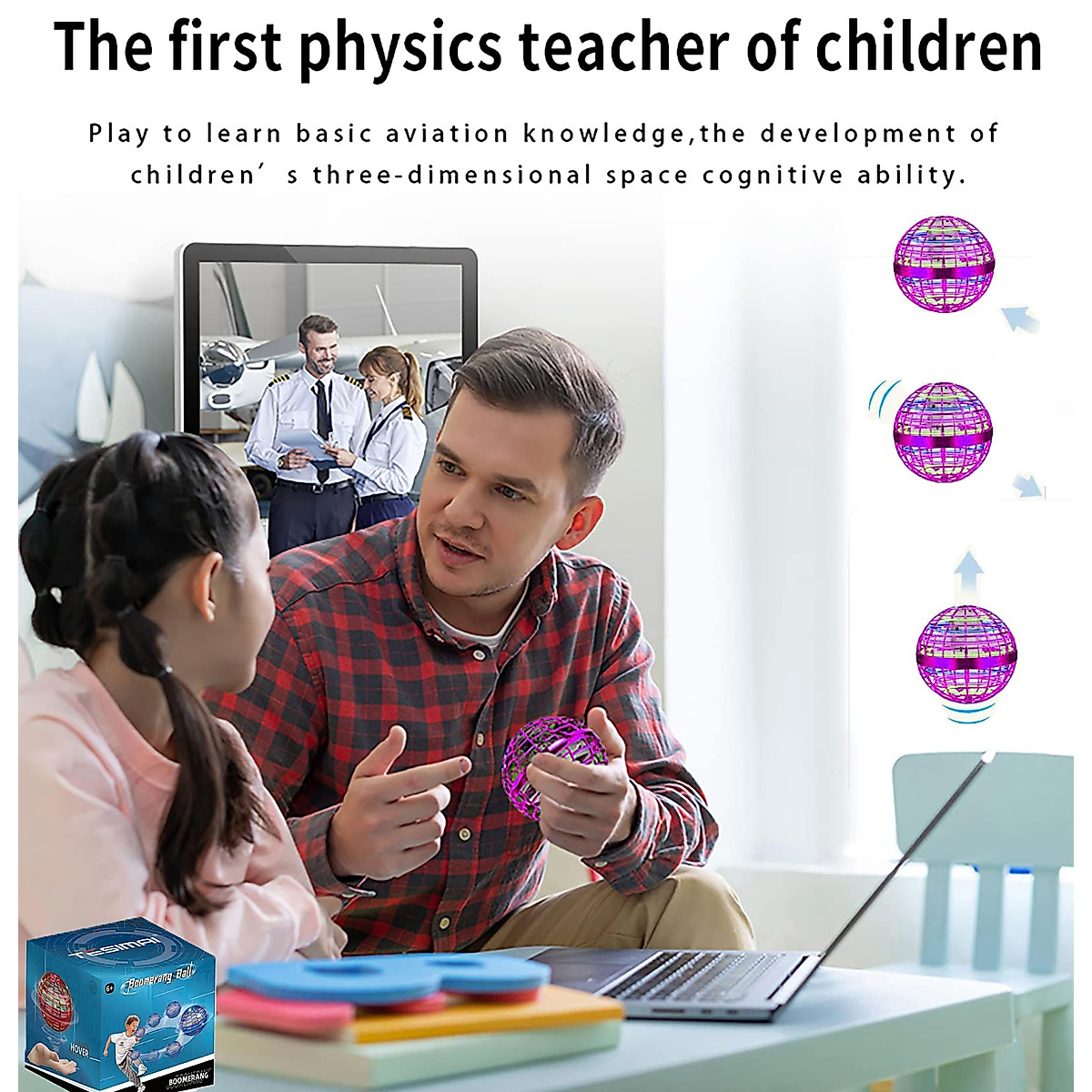 Lmgy Flying Ball Toys- 2023 Upgraded, Built-in RGB Lights Spinner 360° Rotating,Spinning UFO Safe for Kids Adults Magic Flying Toys Outdoor Indoor,Globe Shape Magic Mini Drone Flying Toy (Pink)