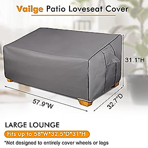 Thten Outdoor Loveseat Sofa Cover 2 Seater, 600D Heavy Duty Waterproof Patio Furniture Bench Cover, 57.9" W x 32.7" D x 31.1" H