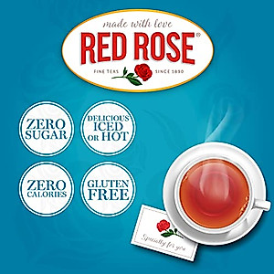 Red Rose Naturally Decaffeinated Black Tea Specially Blended Strong Black Tea with 48 Individually Wrapped Tea Bags Per Box (Pack of 2) Brew Hot/Cold Decaf Black Tea Full-bodied Flavorful Black Tea