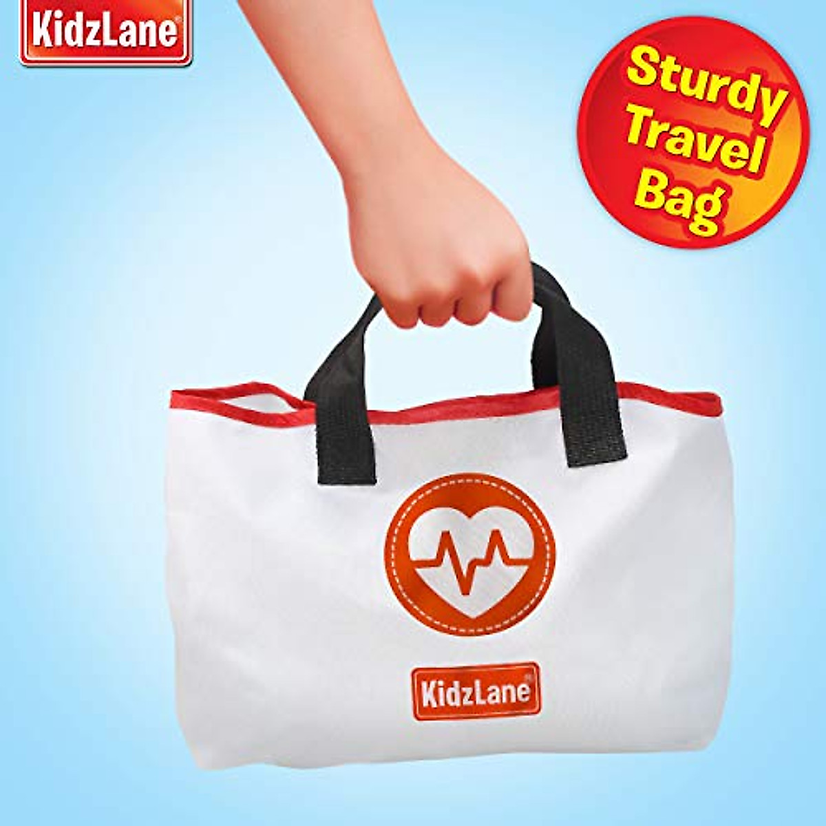 Kidzlane Play Doctor Kit for Kids and Toddlers - Kids Doctor Play Set - 7 Piece Dr Set with Medical Storage Bag and Electronic Stethoscope for Kids - Ages 3+