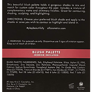 e.l.f. Powder Blush Palette, 4 Tonal Shades, Light, 0.56 oz.