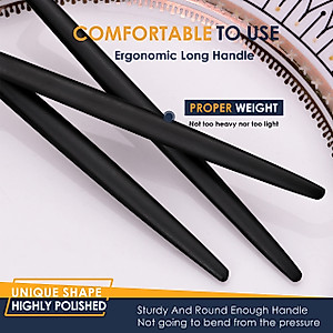 Stapava 48-Piece Matte Black Silverware Set with Steak Knives, Stainless Steel Flatware Set for 8, Satin Finish Tableware Cutlery, Utensil Sets for Home Restaurant Hotel, Dishwasher Safe