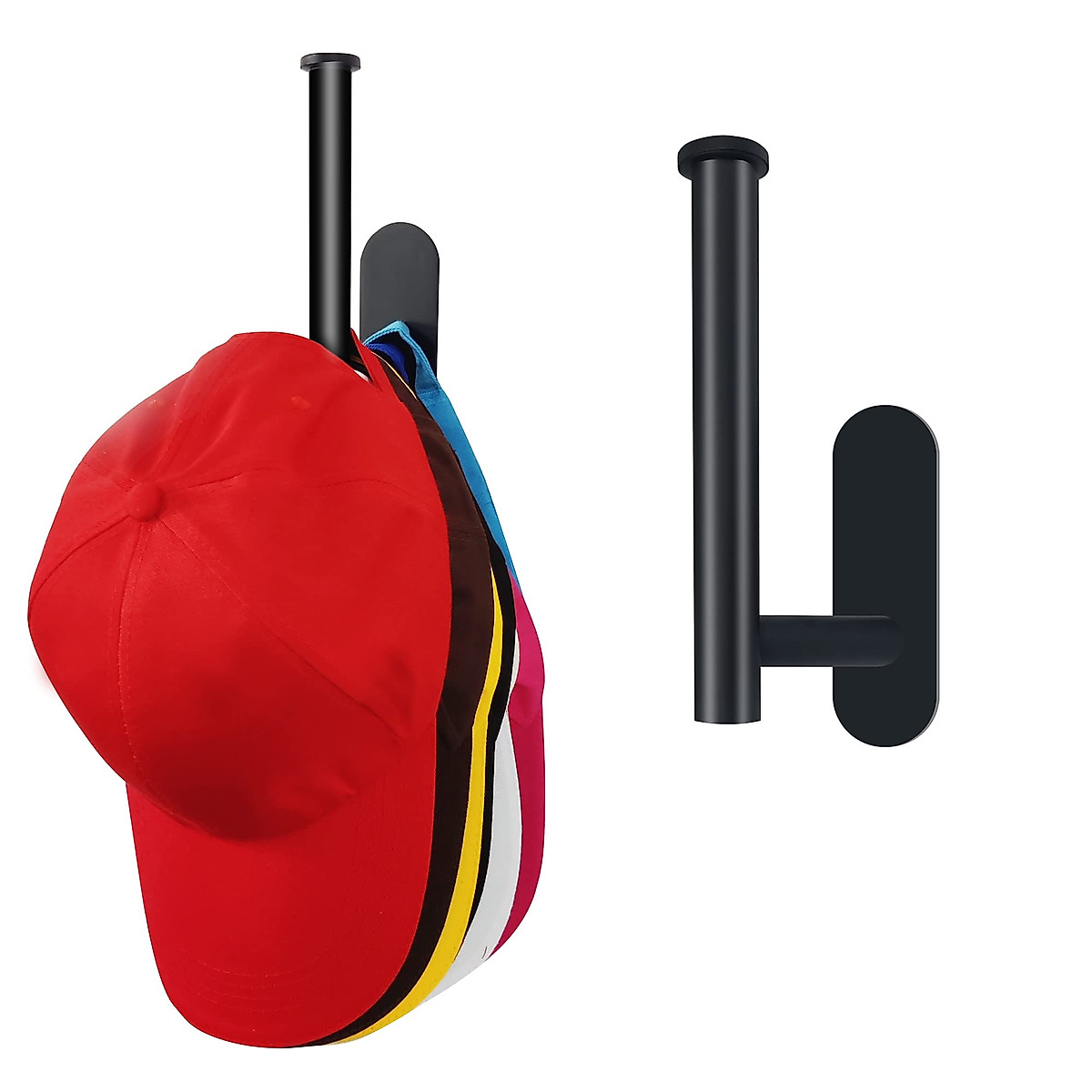 kuaile Hat Racks for Baseball Caps, Adhesive Hat Hooks for Wall, Stainless Steel Baseball Cap Hanger for Baseball Caps Holds 30 Caps, Elegant and Economical Hat Rack for Baseball Fans (2 Pcs)