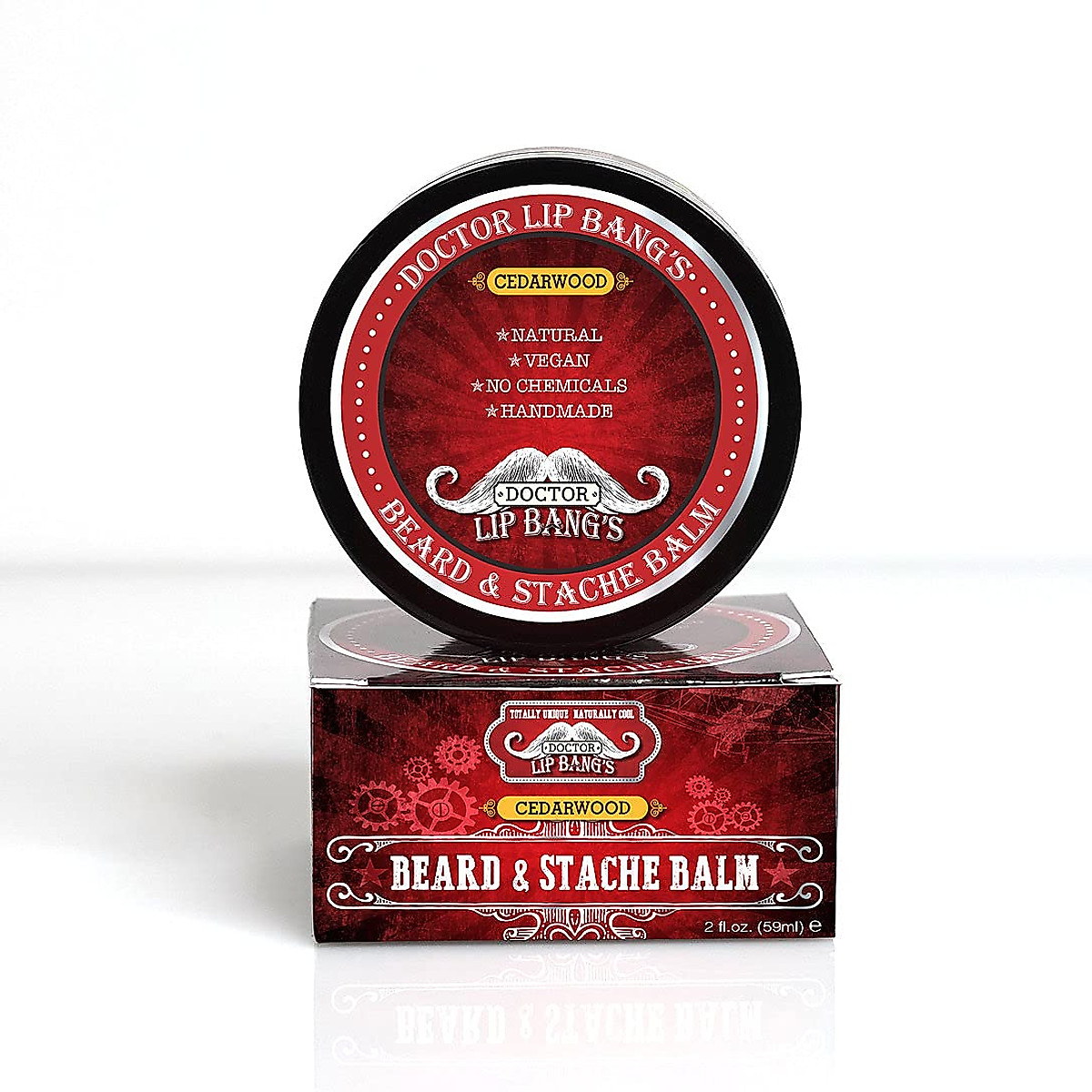 Doctor Lip Bang’s Vegan Beard and Stache Balm | Cedarwood | Cruelty-Free | 100% All Natural | Paraben-Free | Made in the United States | Great for Grooming Beards and Mustaches