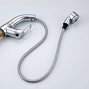 Waterfall Basin Sink Mixer Pull Down Sprayer Kitchen Tap, with Pull Out Spray 360°Swivel Kitchen Faucet Sprayer Hot and Cold Water Spout, Single Handle Leadless Brass Faucet(Chrome